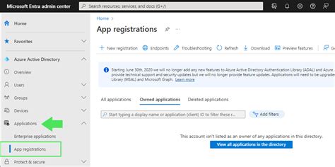 instructions for setting up an application in azure ad for the graph