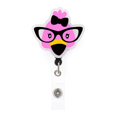 Birdie Nerd Cutieful Acrylic Badge Reel Blu Uniforms