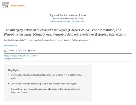PDF The Interplay Between Microsetella Norvegica Harpacticoida Ectinosomatidae And