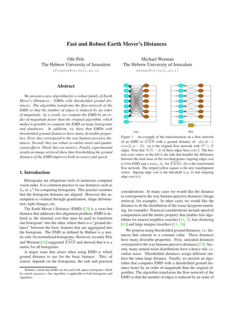 Pdf Fast And Robust Earth Movers Distances