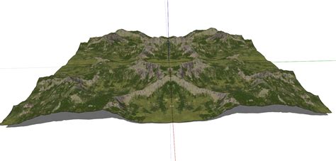 平坦青绿色的山脉山体su模型 景观小品 土木在线