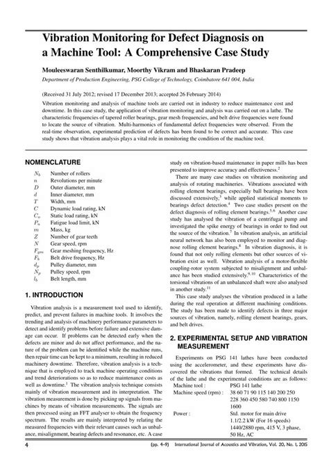 Pdf Vibration Monitoring For Defect Diagnosis On A … Monitoring For