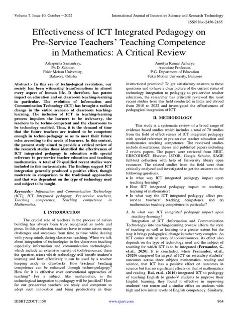 Effectiveness Of Ict Integrated Pedagogy On Pre Service Teachers