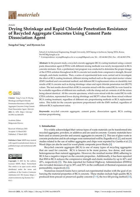Pdf Drying Shrinkage And Rapid Chloride Penetration Resistance Of