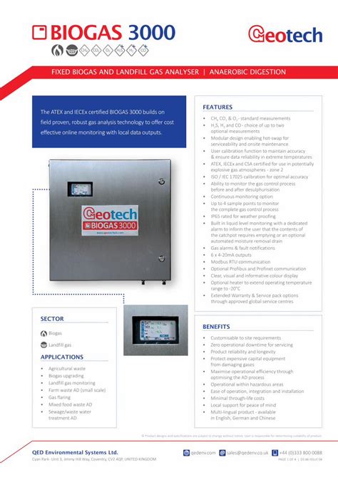 Pdf Biogas 3000 Qed Environmental Systems Ltdfixed Biogas And Landfill Gas Analyser