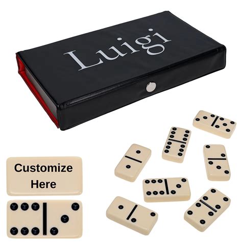 Custom Domino Case Dominos Logo Personalized Double 6 Black Dominoes