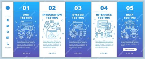 Premium Vector Functional Software Testing Blue Onboarding Mobile Web Pages Vector Template