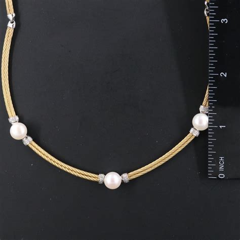 Alor Cable Necklace With Pearl And Diamond In 18k Settings Ebth