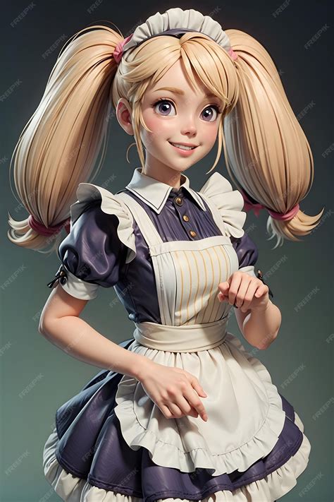 Premium Ai Image Anime Cartoon Kawaii Beautiful Girl In A Maid Dress