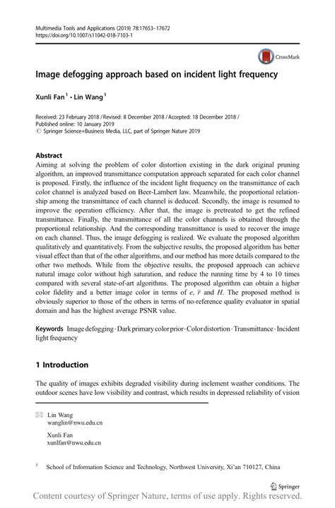 Image Defogging Approach Based On Incident Light Frequency