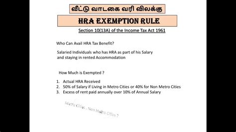 House Rent Allowance Hra Exemption Rule வீடு வாடகை வரி விலக்கு Youtube