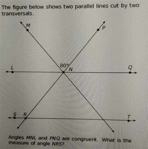 The Figure Below Shows Two Parallel Lines Cut By Two Transversals