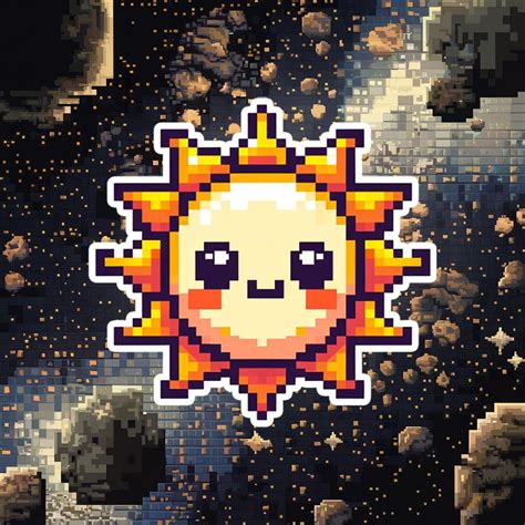 Chibi 8 Bit Sun Sticker Cute Sun Vinyl Decal Laptop Sticker