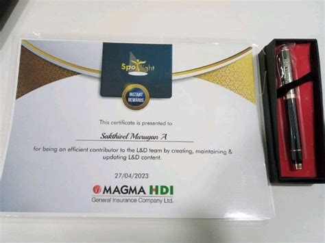 Sakthivel Murugan On Linkedin Certificate Of Recognition For Training