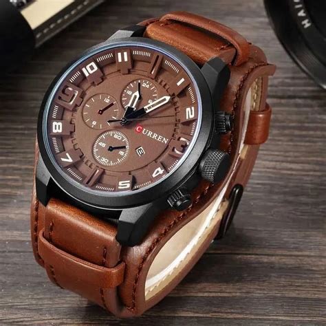 Curren Mens Leather Strap Quartz Watch Fashion Casual Wristwatch