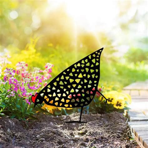 Fekete Csirke Kerti Tét Kreatív Kert Álló Szobor Akril Tyúk Kerítés