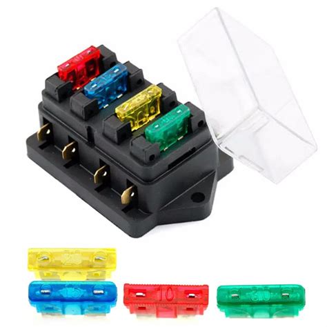 12v24v 4 Way Car Truck Auto Blade Fuse Box Holder Circuit Standard Ato 4x Fuse M15 In Fuses