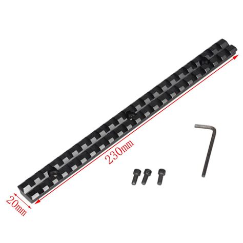 Tactical 230mm Picatinny Rail Adapter 22 Slot 3 Hole Mount Base For 20mm Scope Mounting System