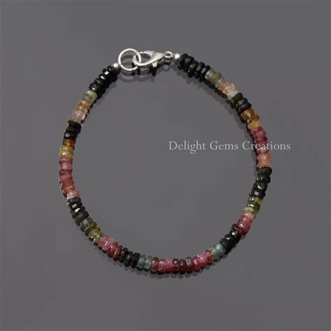 Watermelon Tourmaline Bracelet Multi Tourmaline Beaded Bracelet 4mm