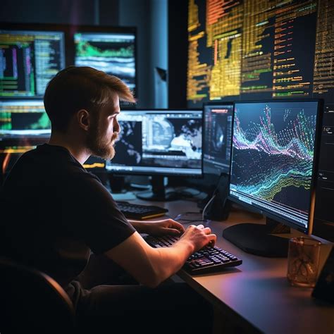 Premium Photo Man Working On Computer Doing Big Data Analysis