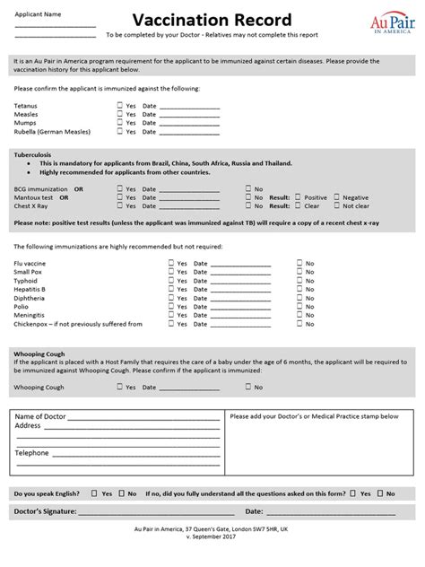 Vaccination Record Ingles Pdf Vaccination Tuberculosis