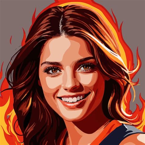 Sorridente Atleta Mulher Confiante Em Fogo Ilustração Vetor De Sucesso