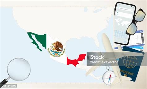 Mexico Map And Flag Cargo Plane On The Detailed Map Of Mexico With Flag