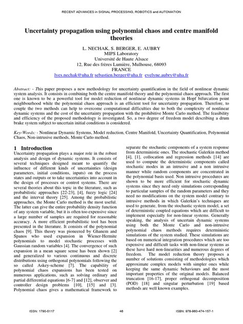 Uncertainty Propagation Using Polynomial Chaos And Centre Manifold