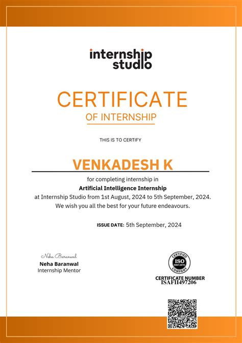 Venkadesh K On Linkedin Artificialintelligence Internship