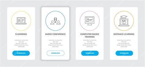 Premium Vector Elearning 4 Webpage Banners Line Concept Template With Elearning Audio
