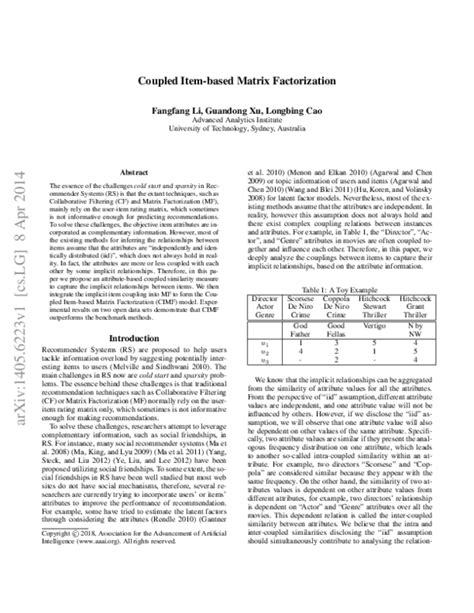 Pdf Coupled Item Based Matrix Factorization