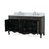 Benton Collection 60 Black Hand Painted Floral Double Sink Bathroom