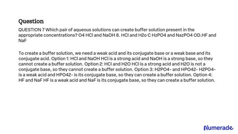 SOLVED Which Pair Of Aqueous Solutions Can Create A Buffer Solution Present In The Appropriate