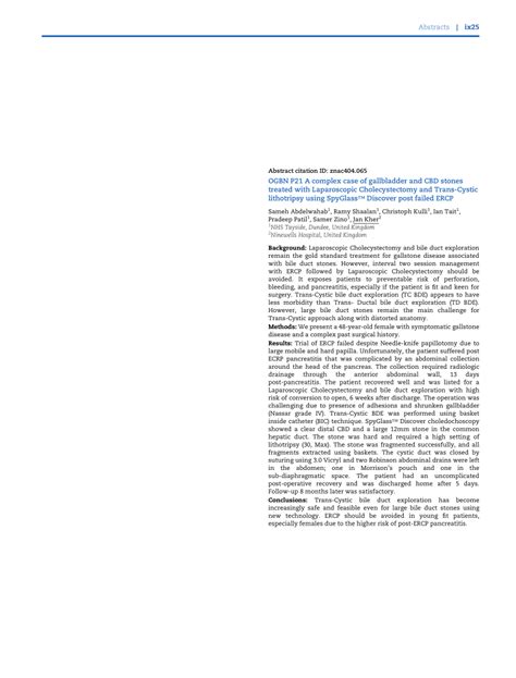 Pdf Ogbn P21 A Complex Case Of Gallbladder And Cbd Stones Treated With Laparoscopic