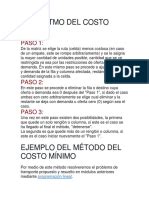 Ejercicio De Aplicación Método Del Costo Mínimo Pdf Oferta Y