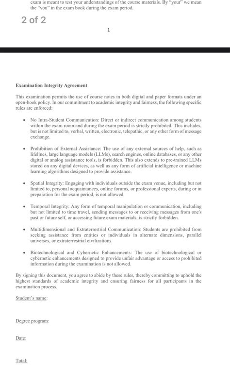 Ye Li On Linkedin My Exam Integrity Agreement Let Me Know If Anything