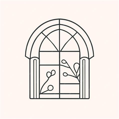컬러링 페이지 창문 일러스트레이션 또는 클리어 하우스 창문 일라스트레이션 프리미엄 Ai 생성 벡터