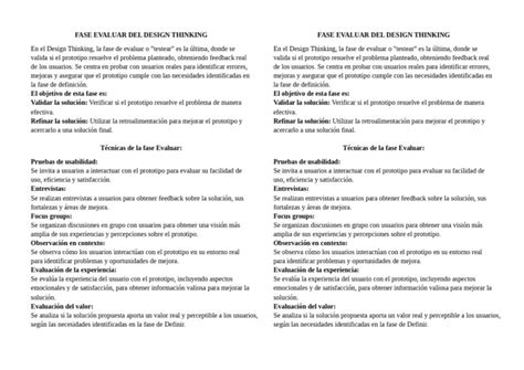 Fase Evaluar Del Design Thinking Pdf El Pensamiento De Diseño Usabilidad