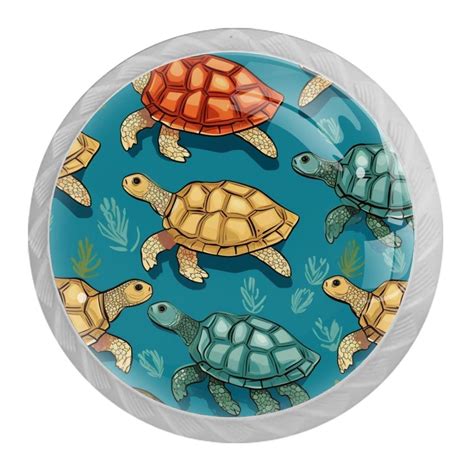 35mm Cabinet Knobs Pulls Sea Turtle Color Seamless Glass Abs Drawer