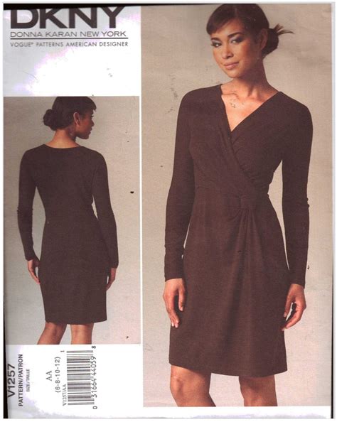 Vogue V1257 Dres By Donna Karan Size Aa 6 8 10 12 Uncut Sewing Pattern
