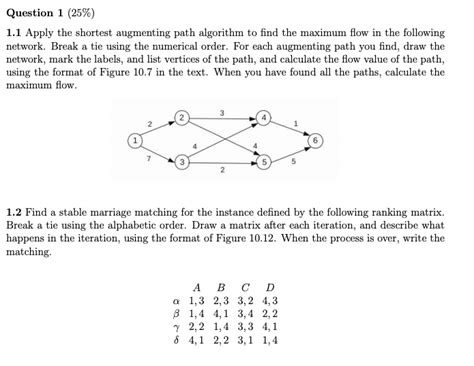 Question 25 11 Apply The Shortest Augmenting Path Algorithm To Find The