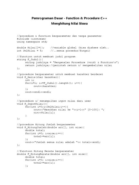 Pemrograman Dasar Kelas X Procedure And Function Param Pdf