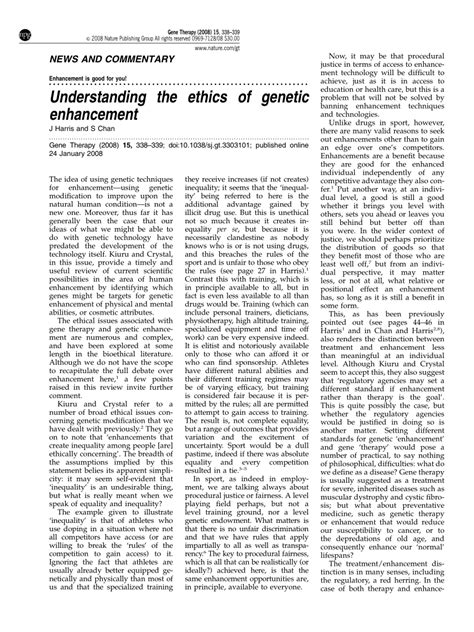 Pdf Enhancement Is Good For You Understanding The Ethics Of Genetic