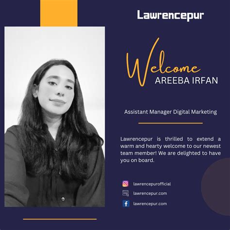 Lawrencepur On Linkedin We Are Thrilled To Welcome Areeba Irfan As Our