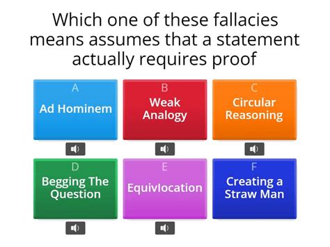 Different Names And Meanings Of Fallacies Quiz
