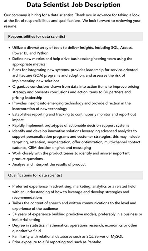 The Ultimate Guide To Data Scientist Job Description