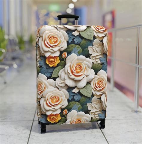 Floral Rose Luggage Cover Travel T Unique 3d Look Suitcase