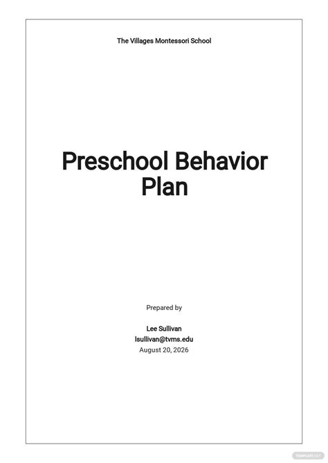 The Preschool Behavior Plan Is Shown In Black And White