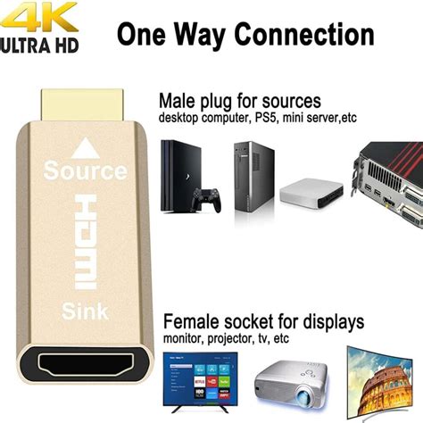 Dtech Hdmi Edid Emulator To Keep Edid Pass Through Male To Female Fit Headless Adapter Work For