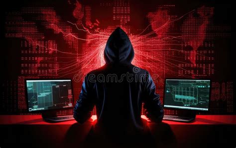 A Hacker Types A Digital Code On A Laptop Keyboard To Infiltrate The